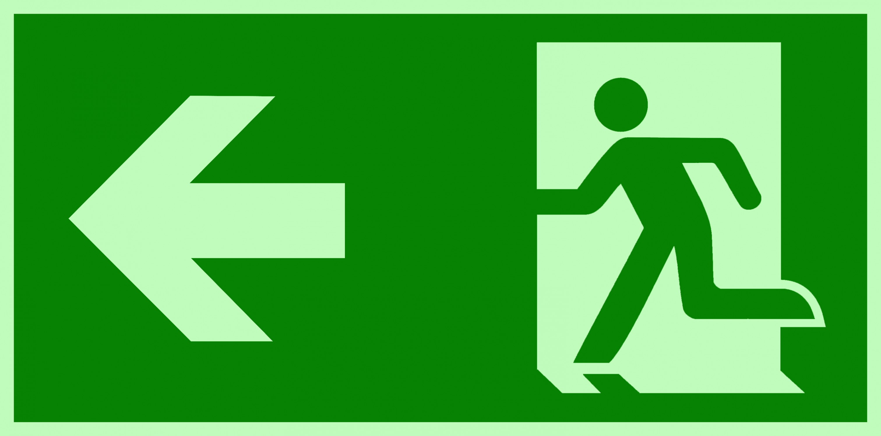 Rettungszeichen Symbolschild Fluchtweg/Notausgang links ISO ...